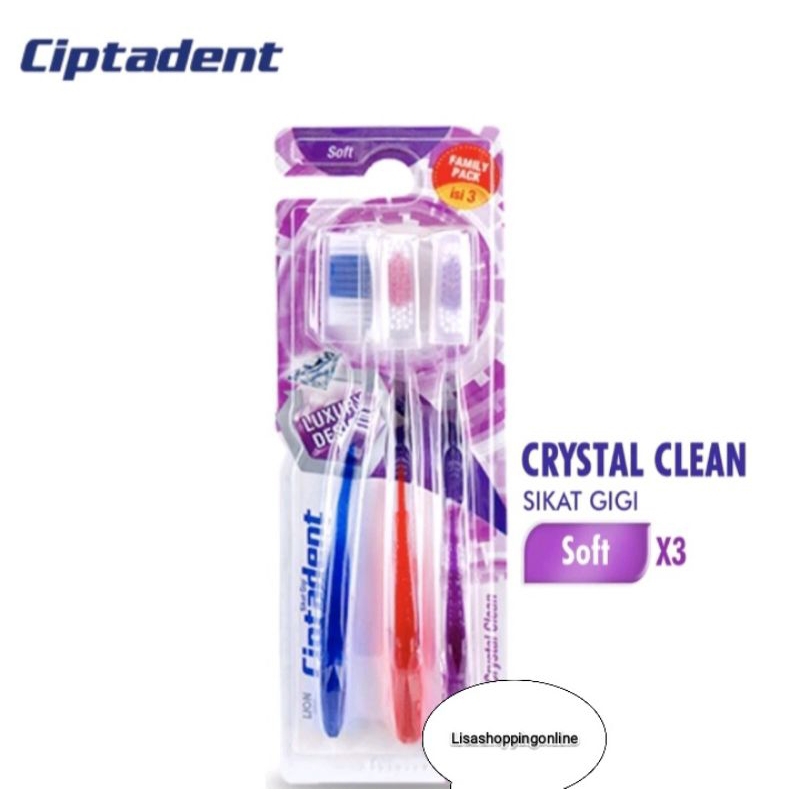 Jual Ciptadent Sikat Gigi Crystal Clean Medium Kotak isi 3 pcs | Shopee ...