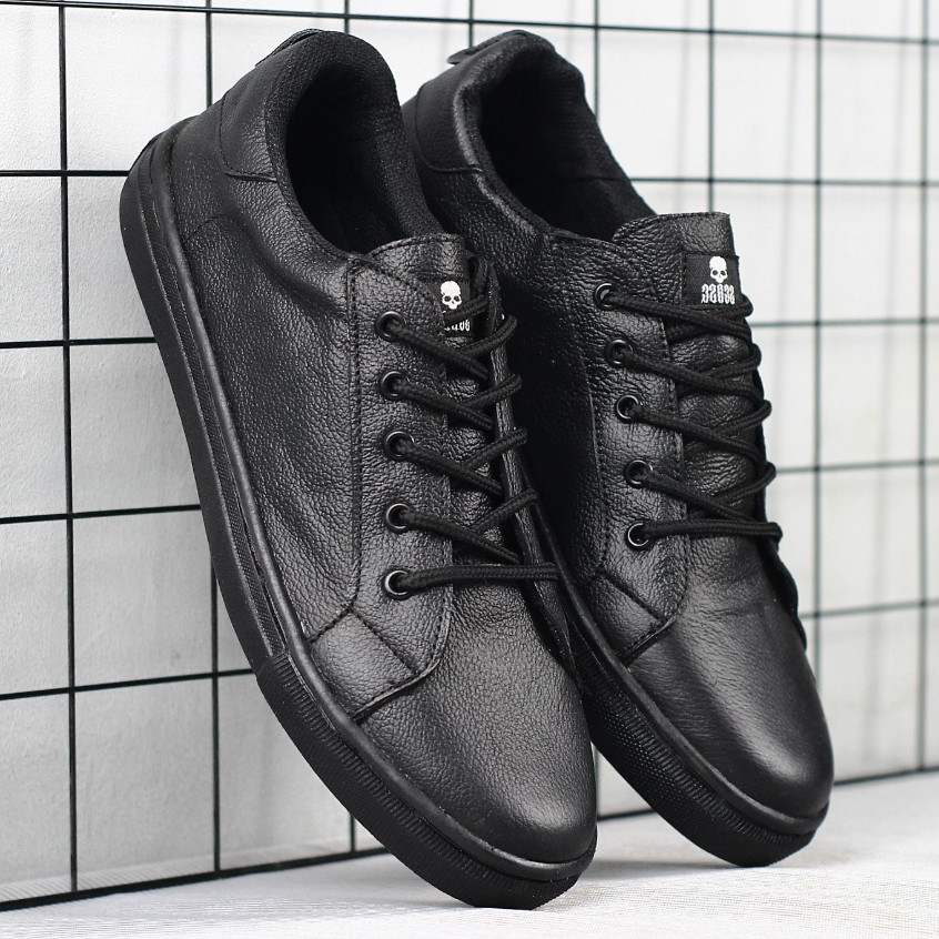 Jual Sepatu Sneakers Casual Loafers Hitam Full Kulit Asli Semi Pantofel Tali Formal Kerja ...