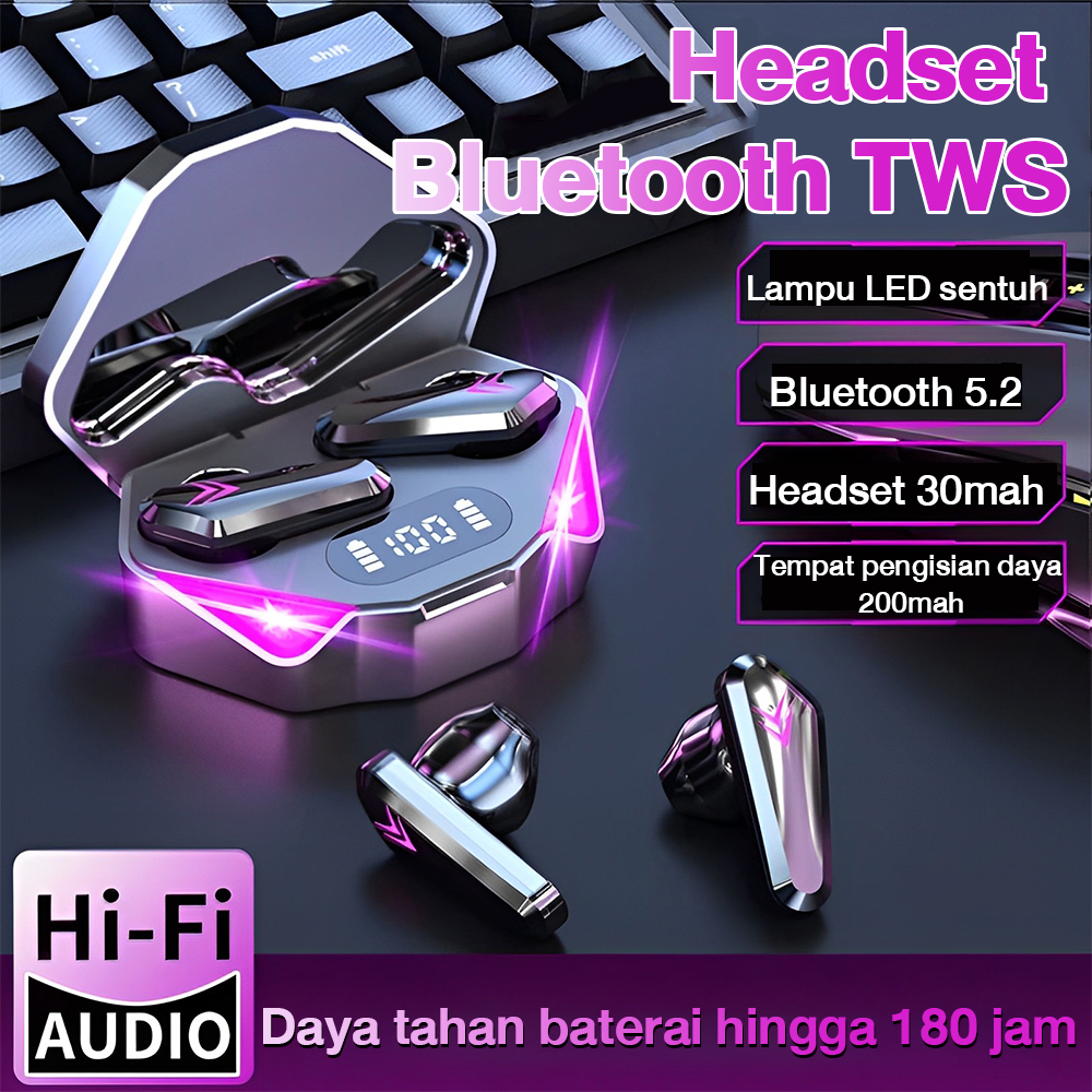 Jual TERBARU - Headset Bluetooth Gaming TWS X15 Bluetooth V5.2 LED ...