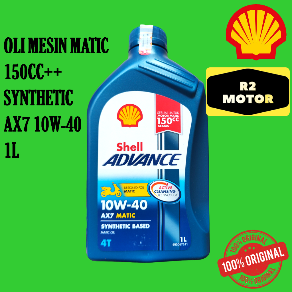 Jual OLI MESIN MOTOR MATIC 150CC++ SHELL ADVANCE AX7 10W-40 (1L) ADV ...