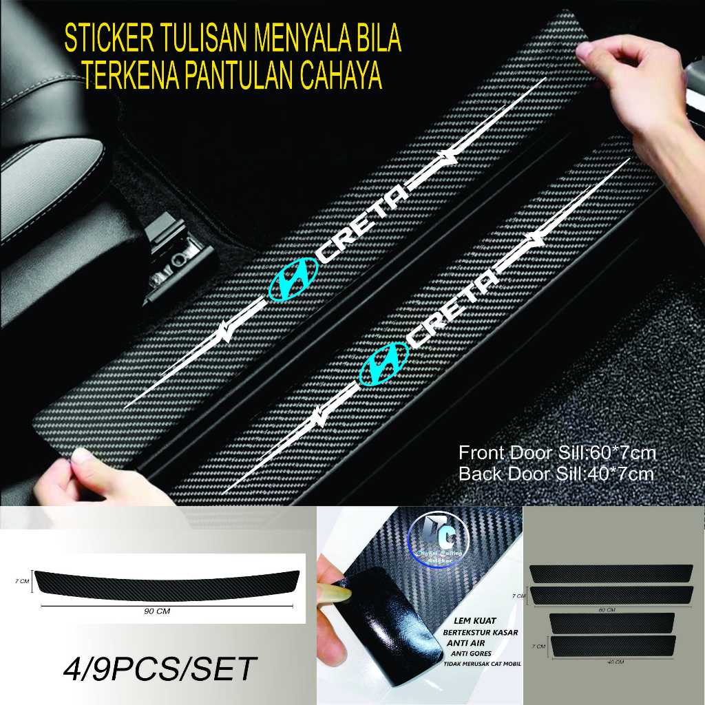 Jual 4/9 Pcs Stiker Pelindung Pintu Mobil Hyundai Creta 3D Door Sill ...