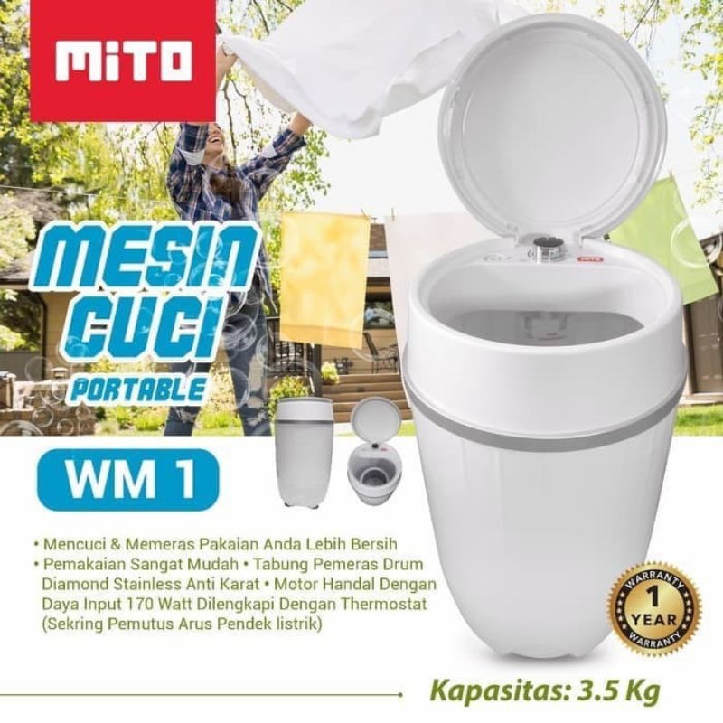Jual MITO Washing Machine Mesin Cuci Portable 3.5 Kg WM1 Original BATAM ...