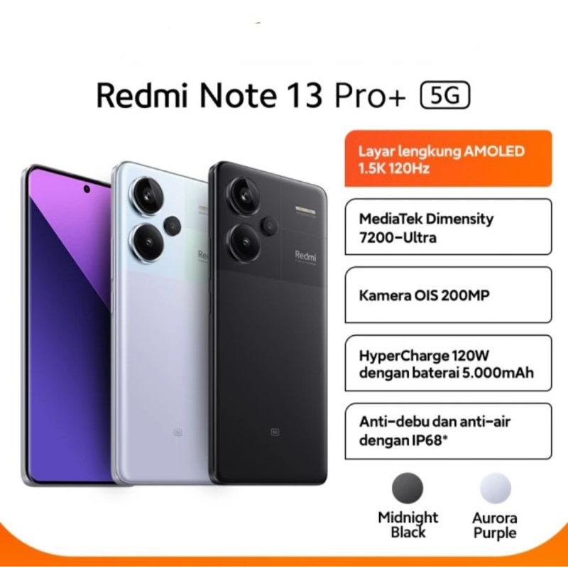 Jual XIAOMI REDMI NOTE 13 PRO+ 5G 12/512GB NEW 2024 [ 200MP OIS AMOLED ...