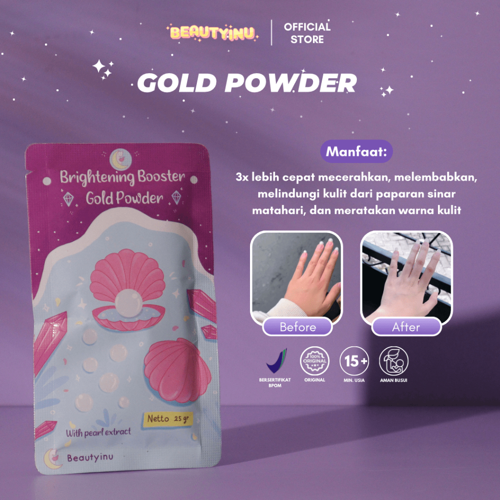 Jual Beautyinu Brightening Booster Gold Powder Serbuk Pemutih Badan ...