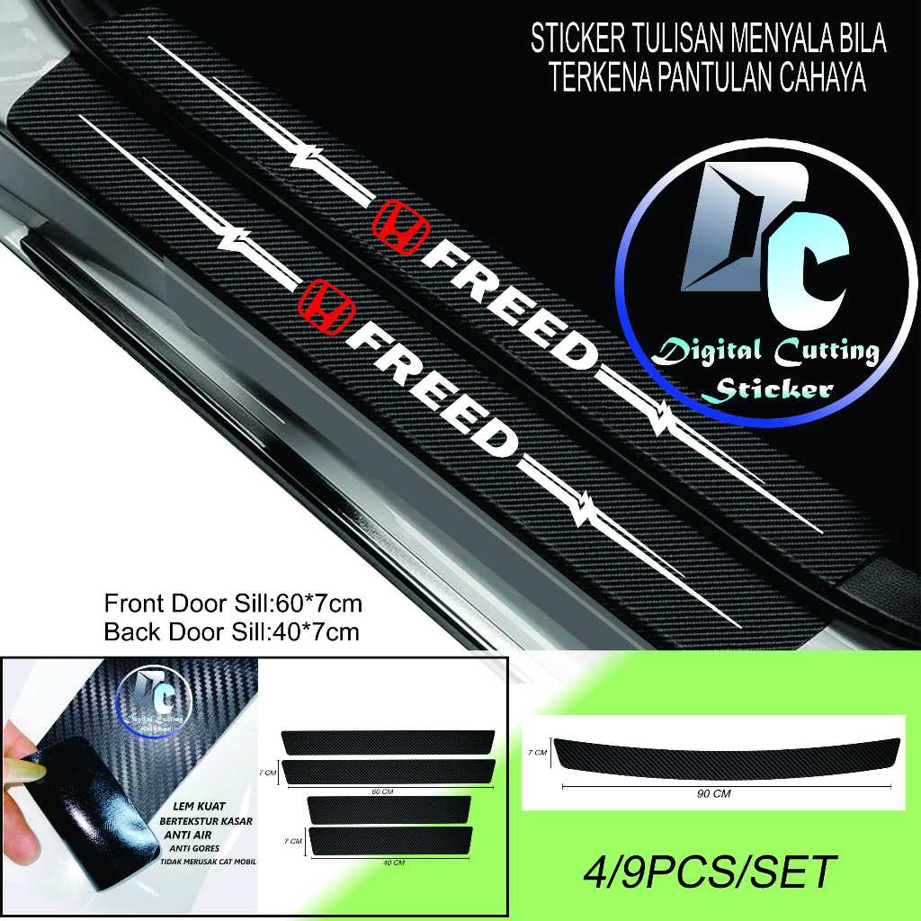 Jual 4/9 Pcs Stiker Pelindung Pintu Mobil Freed 3D Door Sill Plate ...