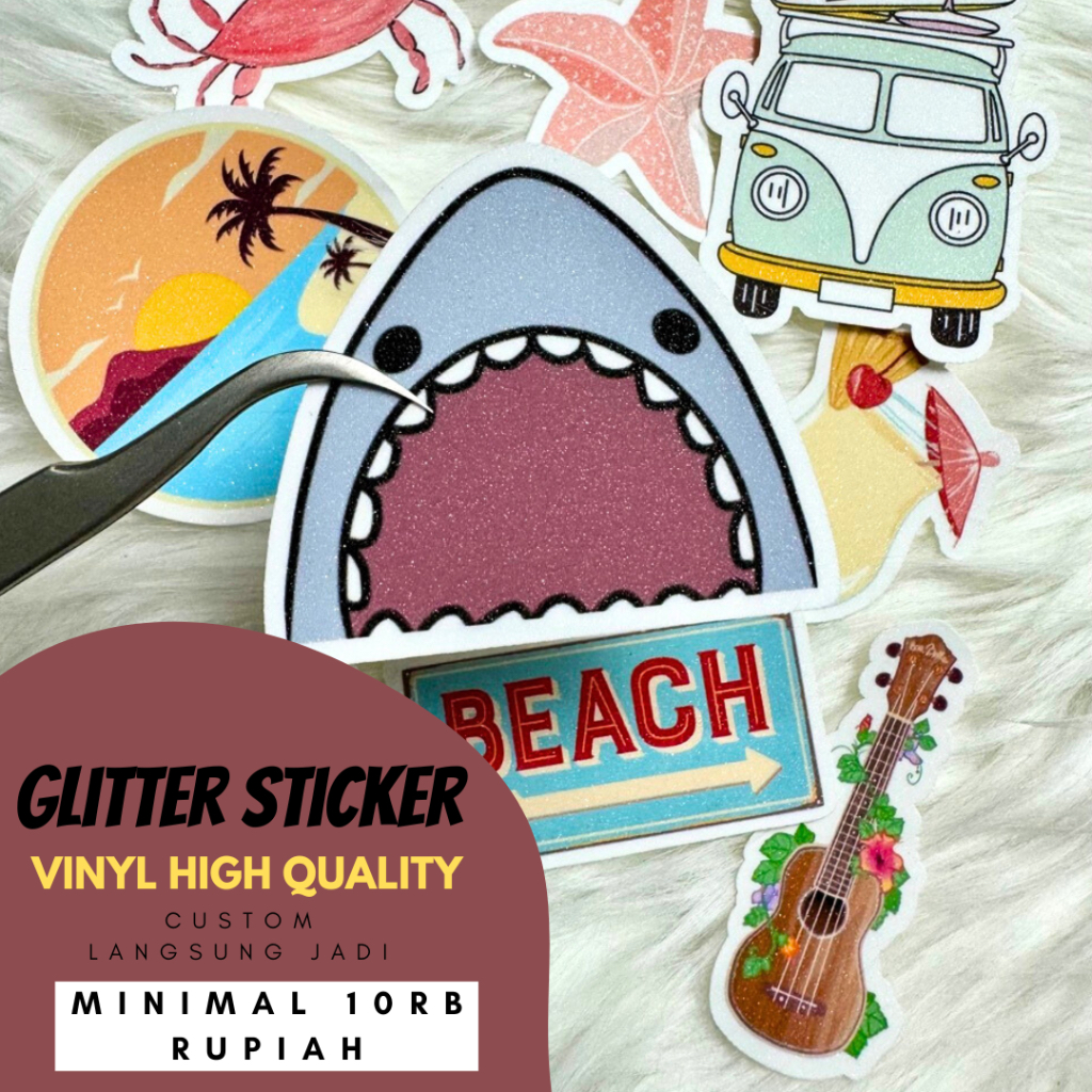 Jual Sticker Vinly Glitter Custom // hologram glitter // high quality ...