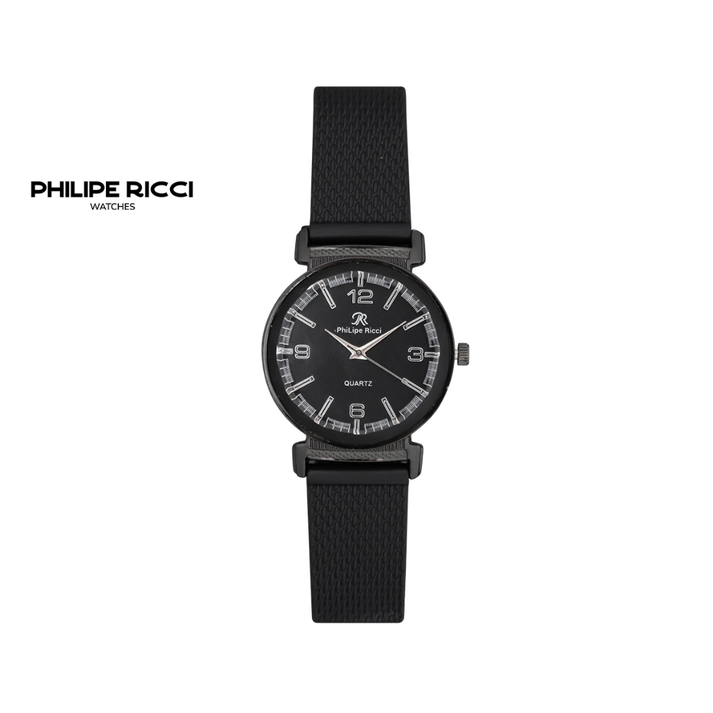 Jual PhiLipe Ricci Jam Tangan Wanita Analog Quatyz Strap Karet Hitam ...