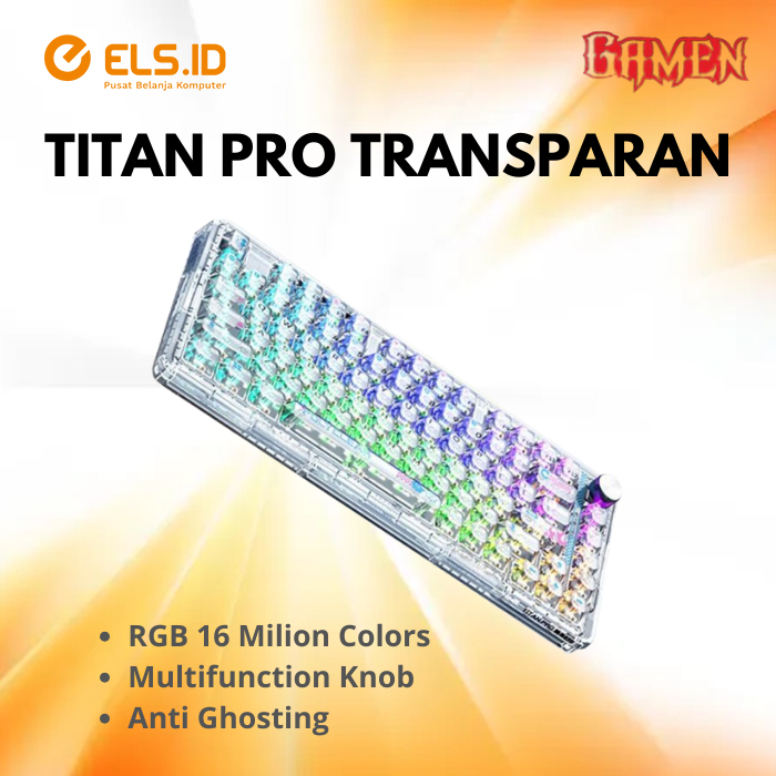 Jual Gamen Titan Pro Transparent Gaming Keyboard Mechanical Crystal ...