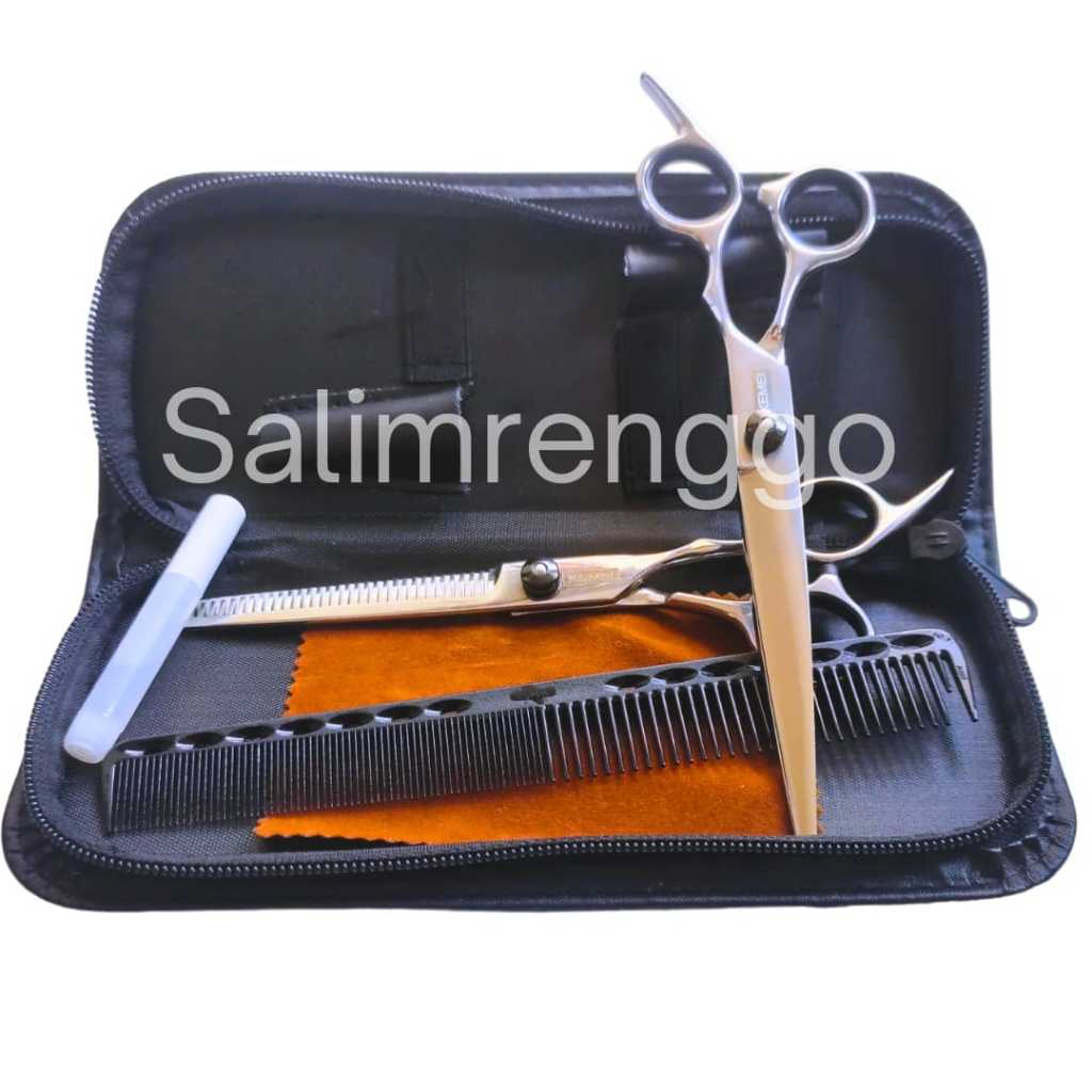 Jual Gunting Set Kemei 7 inch Gunting Sasak Gunting Potong Rambut ...