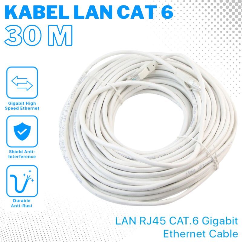 Jual Kabel Lan RJ45 Cat6 Cat.6 Gigabit UTP Ukuran Panjang 30 Meter ...