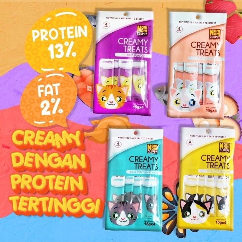 Jual Snack Kucing Protein Tinggi - NomNom Cluppy Creamy Treats | Shopee ...