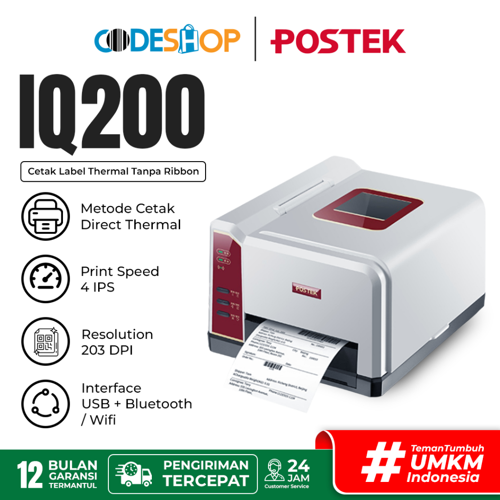 Jual Printer Postek IQ200 Cetak Label Barcode Resi Thermal | Shopee Indonesia