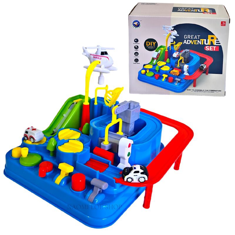 Jual GREAT ADVENTURE SET 2 CAR mainan PARKING LOT track big adventure ...