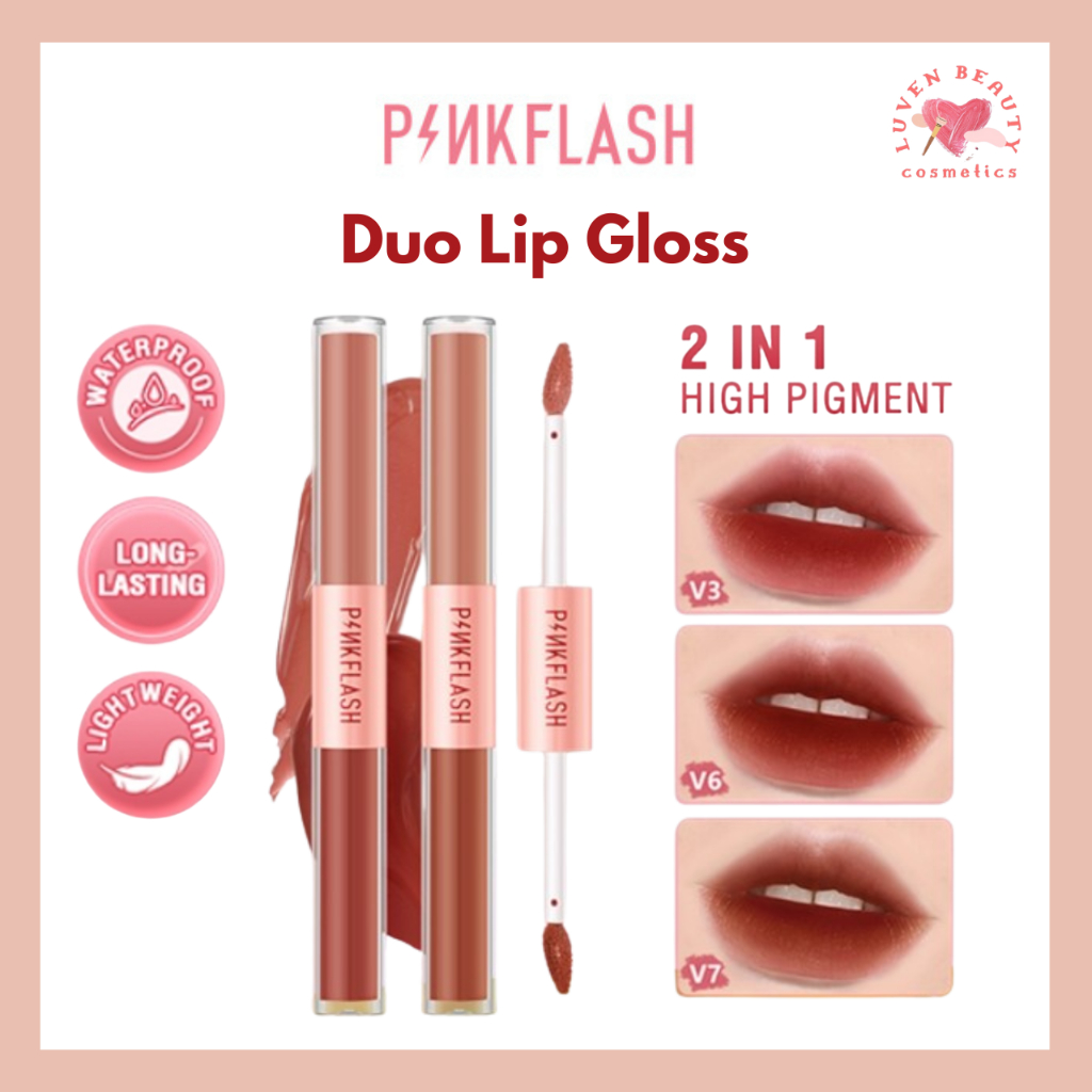Jual PINKFLASH Duo Lip Gloss 2 In 1 Dual-ended Liquid Lipstik Ombrelips High Pigment Tahan Lama ...