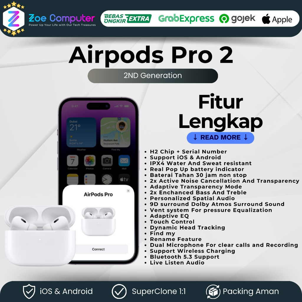 Jual Airpods Pro 2 2022 New Generation With Wireless Charging ANC Active | Shopee Indonesia