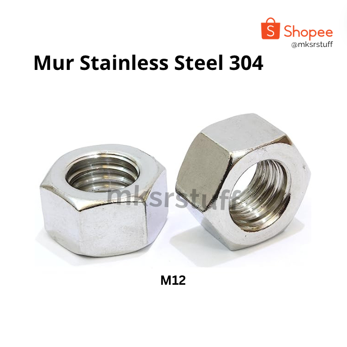 Jual M12 P1.75 - Mur Stainless Steel 304 (SS304) | Shopee Indonesia