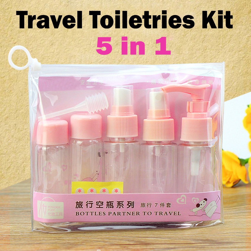 Jual 5 in 1 Travel Toiletries Set Botol Set Travel 5in1 | Shopee Indonesia