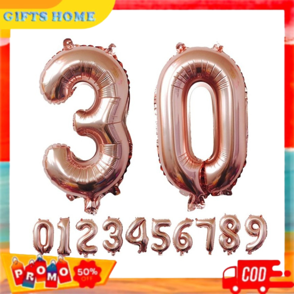 Jual Balon Foil Angka Warna Rose Gold Ukuran Large 80Cm 32Inch (1Pcs) | Shopee Indonesia