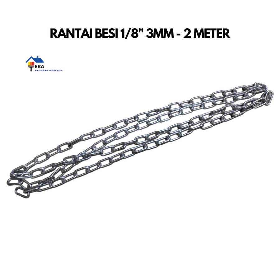 Jual 2 METER Rantai Besi Galvanis 3mm Rantai Kapal Gembok Pagar 1/8 ...