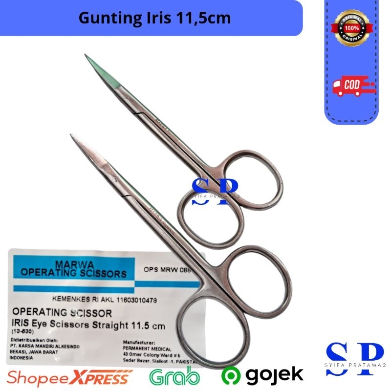 Jual Marwa Gunting Iris 11,5cm Lurus | Bengkok Operating Scissors ...