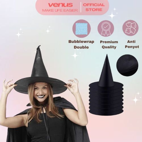 Jual VENUSJKT - Topi Party Halloween Steeple Magic Hat Keren Hitam Topi ...