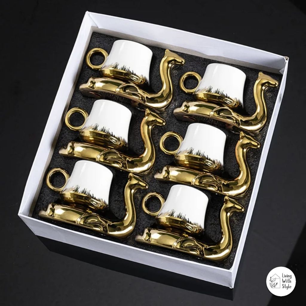 Jual Living With Style - Aesthetic Camel Tea Cup Set of 6 / Cangkir Teh ...