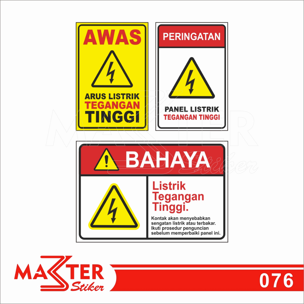 Jual 076 - Stiker Peringatan Awas Listrik Tegangan Tinggi, Sticker ...