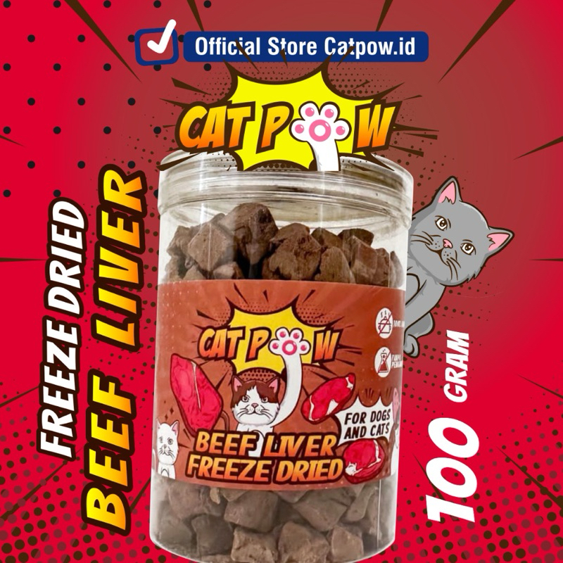 Jual CATPOW Freeze Dried Pet Snack for Cats Dogs 100g Beef Liver/Hati ...