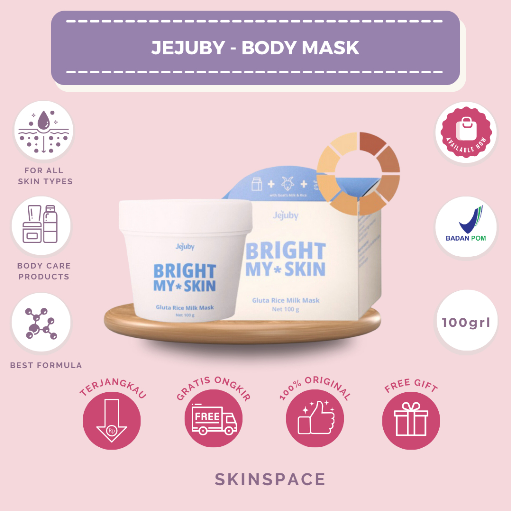 Jual JEJUBY Gluta Rice Milk Mask 2in1 Body Bleaching & Sleeping Body ...
