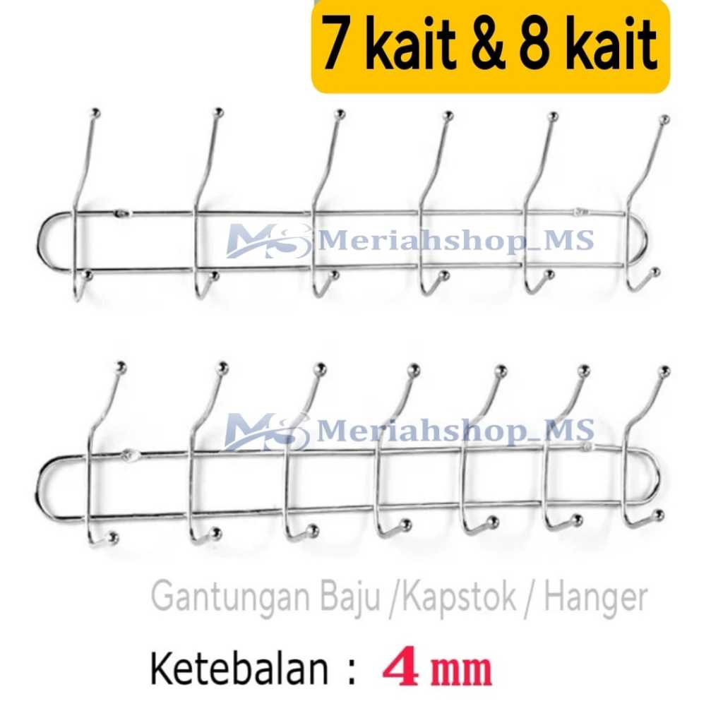 Jual MS Kapstok Hanger 7 kait & 8 kait (2sisi) Stainless TEBAL 4mm ...