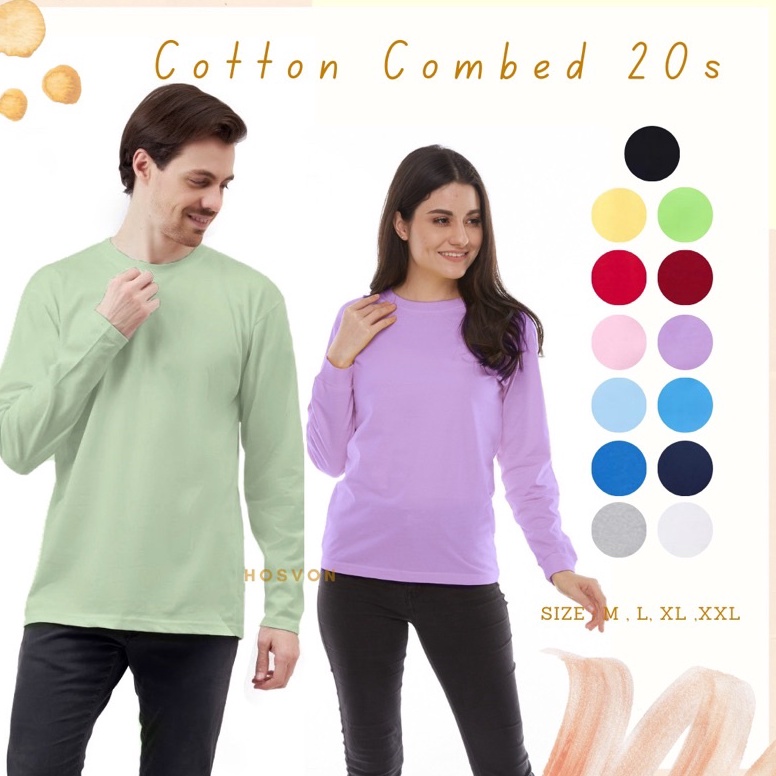 Jual ART M3V LANGSUNG DARI PABRIK Hosvon Kaos Polos COTTON COMBED 2s Lengan Panjang Size MXXL ...