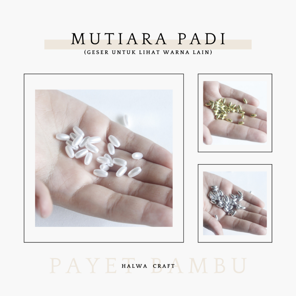 Jual Payet Mote Mutiara Padi Ukuran 3x6mm & 4x8mm (10gram) | Shopee ...