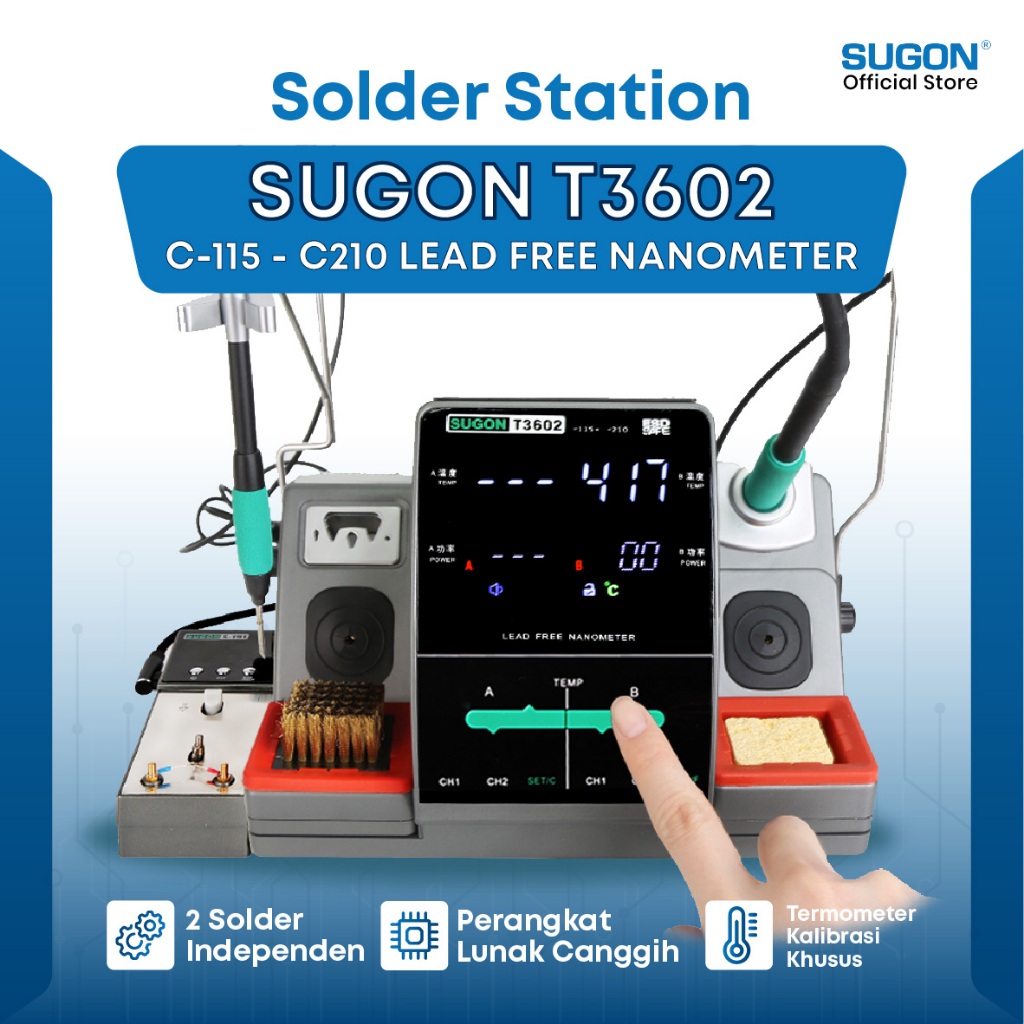 Jual Sugon T3602 Solder Station Digital Lead Free Nanometer Double Gagang Ganda T210 T115 Mata ...