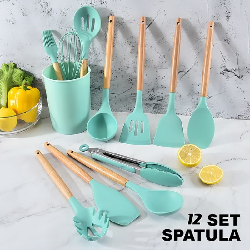 Jual Kitchen tools Silicone Spatula Utensil Set 12pcs Alat Masak Sehat ...