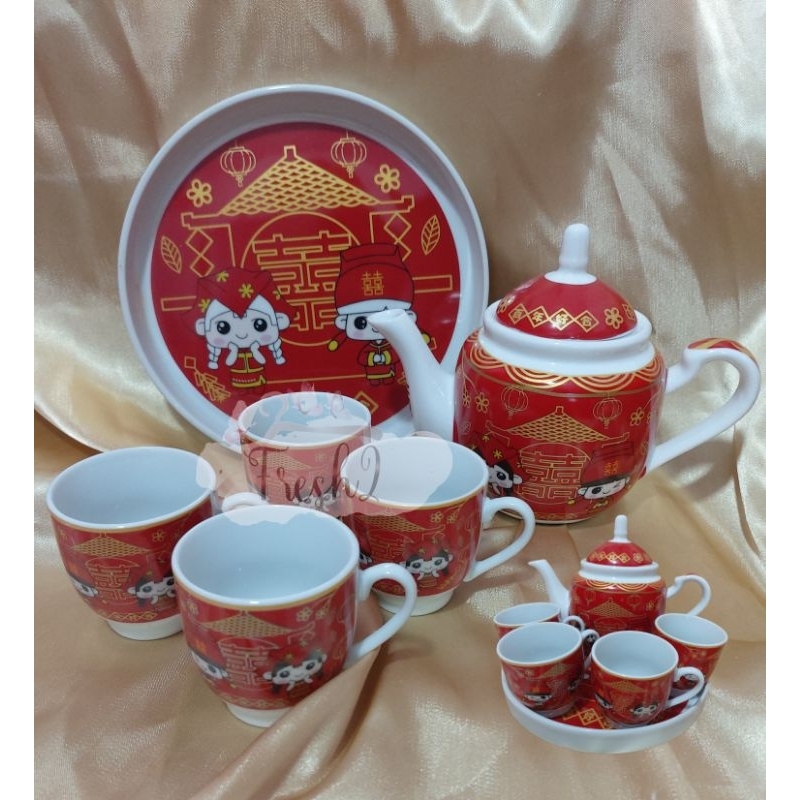 Jual Gelas tepai keramik motif couplle / gelas sangjit/ gelas tepai ...