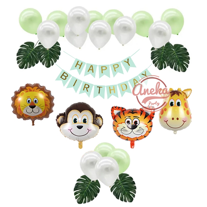 Jual paket dekorasi ultah animal zoo / set balon dekorasi hewan / paket ...