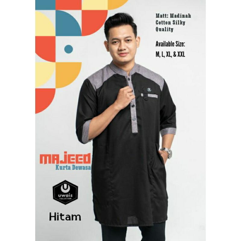 Jual Koko Kurta Gamis Laki-laki Dewasa Majeed Najib Lengan 3/4 Uwais ...