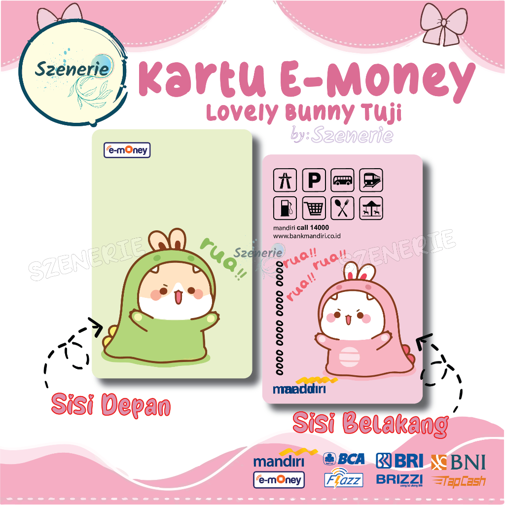 Jual Emoney Lovely Tuji Bunny Bear Dino Flazz gen 2 Kartu E-money ...