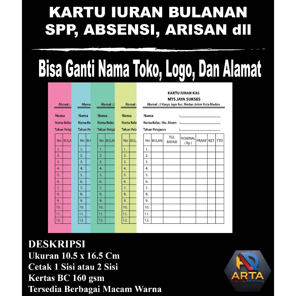 Jual Cetak kartu iuran RT/Kartu iuran warga/kartu absensi/kartu ... Jual Cetak kartu iuran RT/Kartu iuran warga/kartu absensi/kartu ...