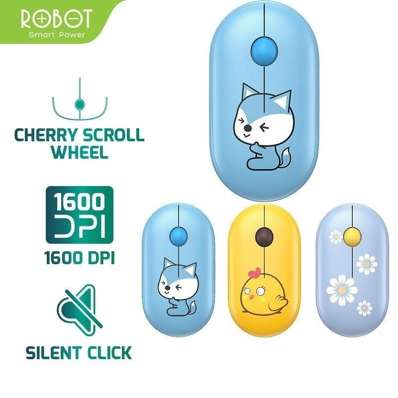 Jual Robot M230 Wireless Mouse Silent Key Scroll Wheel - Kuning Chick ...