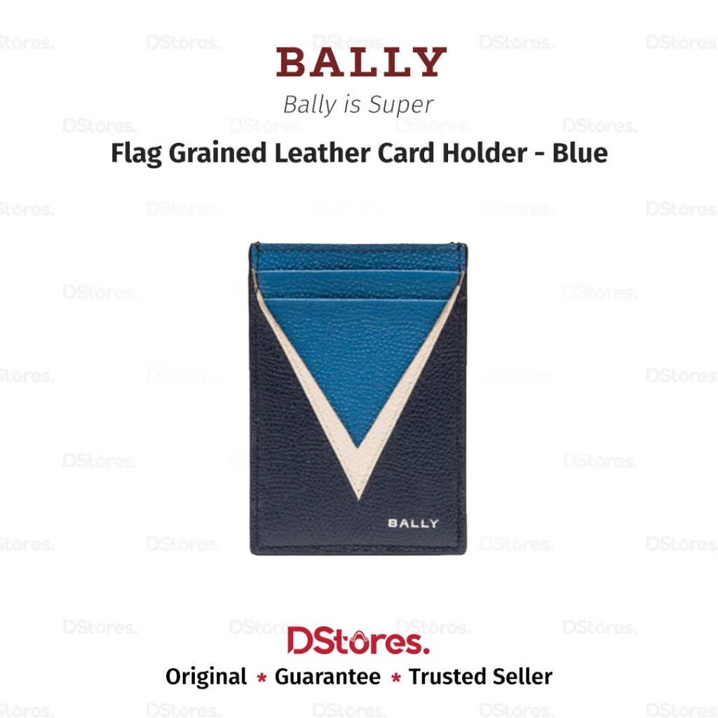 Jual Bally Dompet Kartu Flag Grained Leather Card Holder - Blue ...