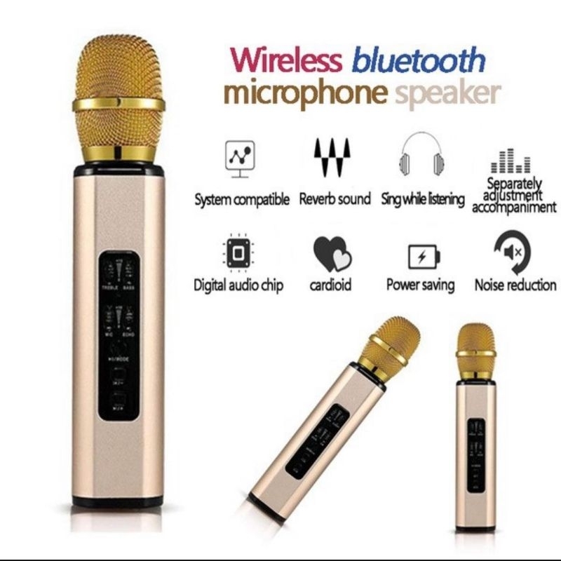 Jual Mic wireles karaoke bluetooth K6 microphone karaoke stereo sound ...
