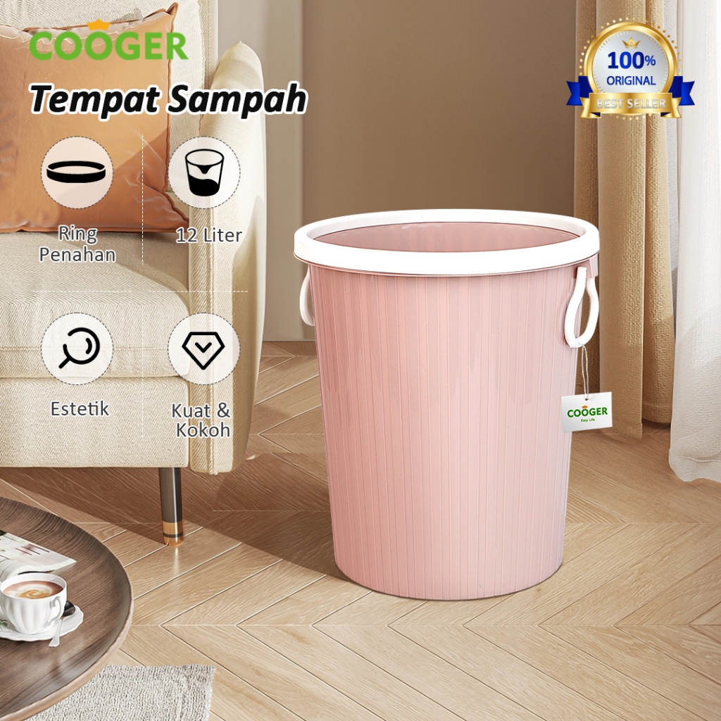 Jual COOGER Tempat Sampah Trash Bin Trash Can Bentuk Bulat Dengan ...