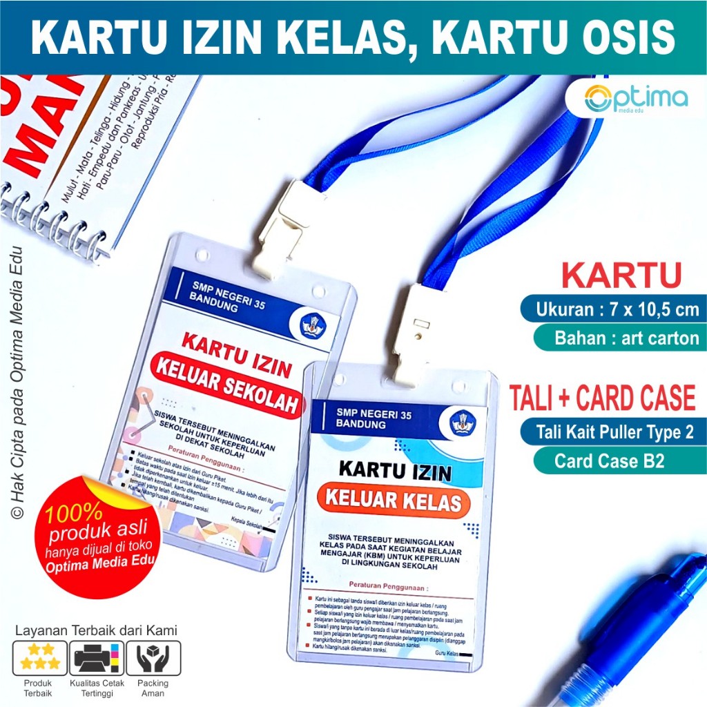 Jual Name Tag Kartu Izin Keluar Kelas - Kartu Izin Keluar Sekolah ...