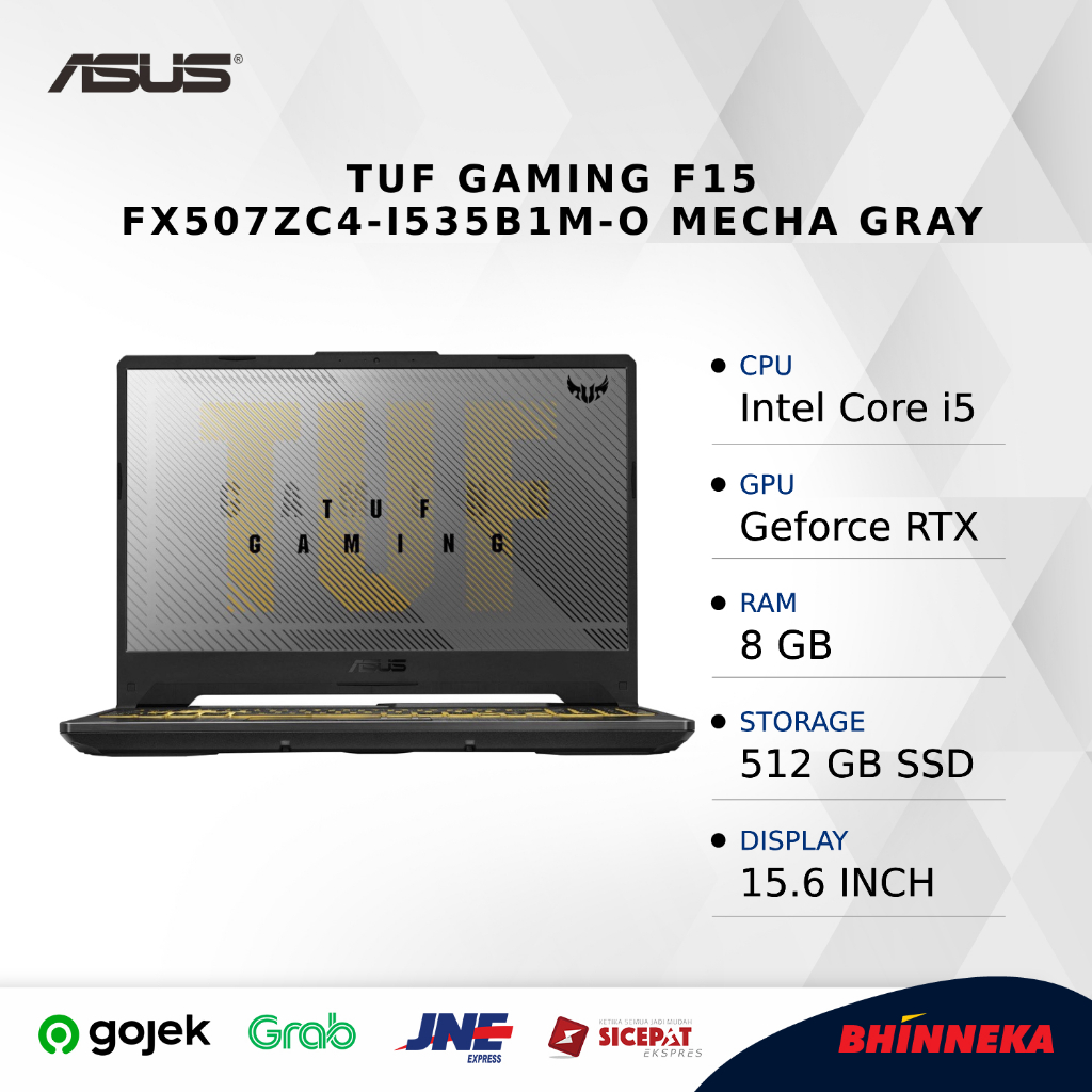 Jual ASUS TUF Gaming F15 FX507ZC4-I535B1M-O (Core i5-12500H, 8GB, 512GB ...