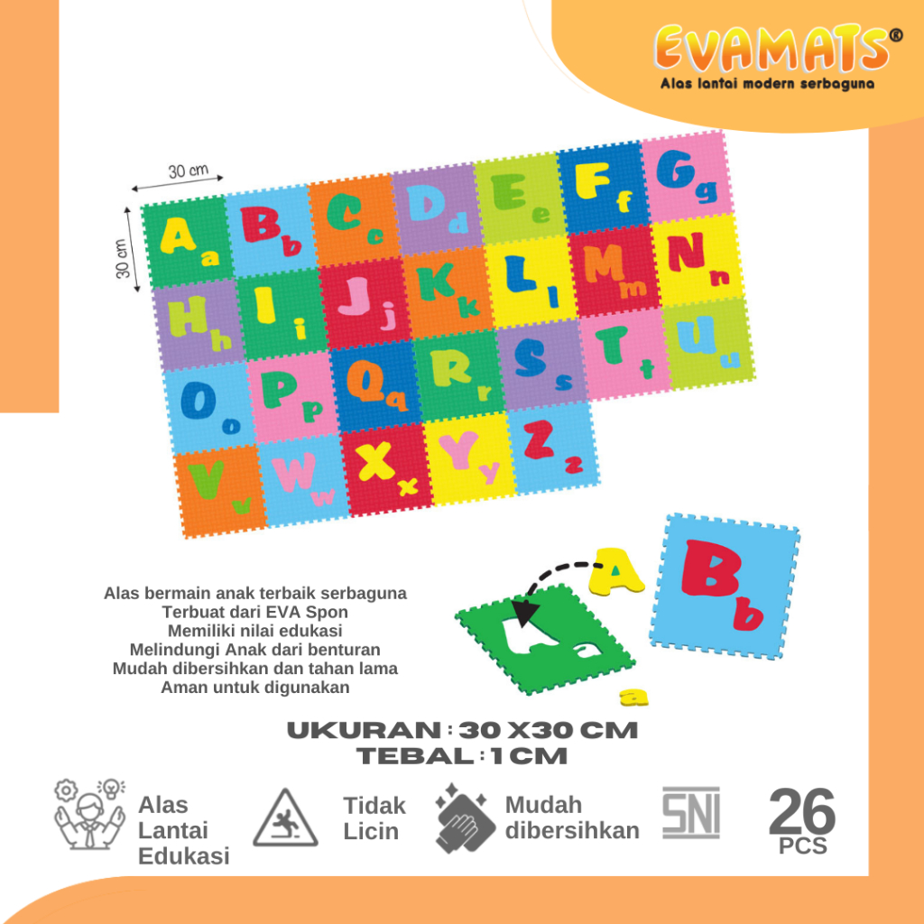 Jual Evamats Puzzle Anak Abjad (Karpet playmats/ alas karpet/ matras ...