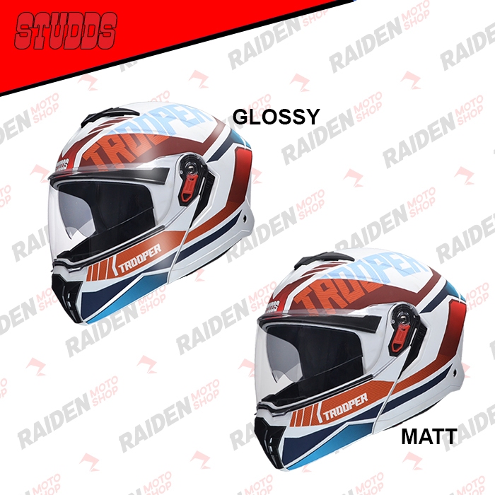 Jual STUDDS HELM TROOPER D1 WHITE N2 MODULAR HELMET | Shopee Indonesia