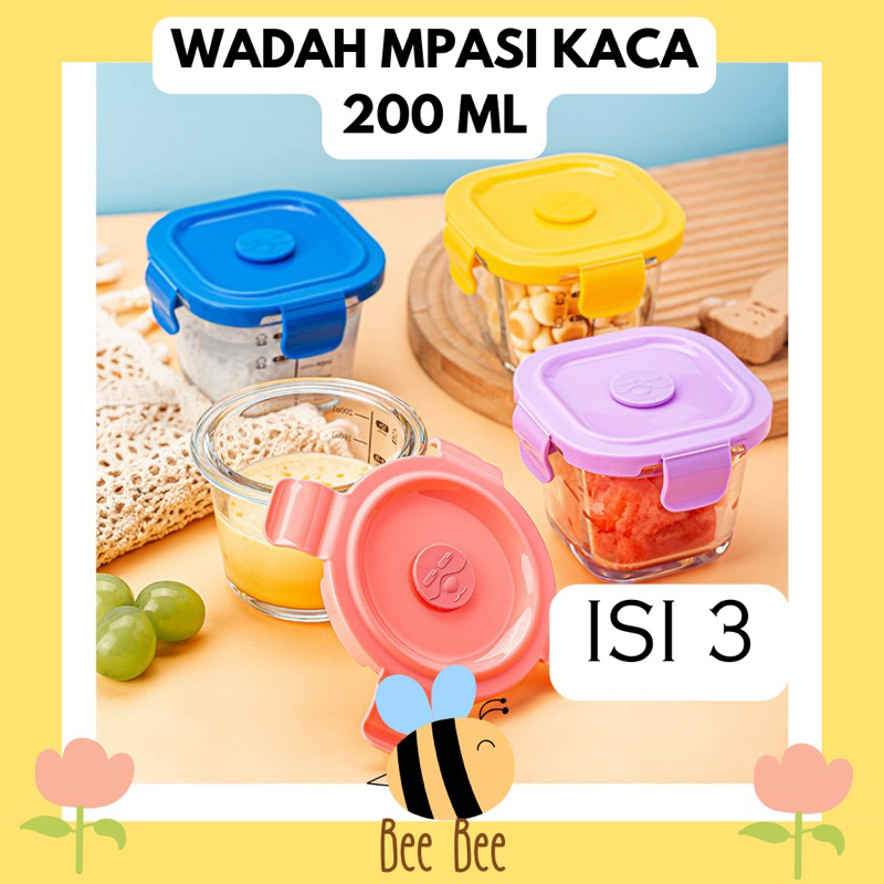 Jual ISI 3 wadah MPASI kaca Tempat mpasi glass food container food ...