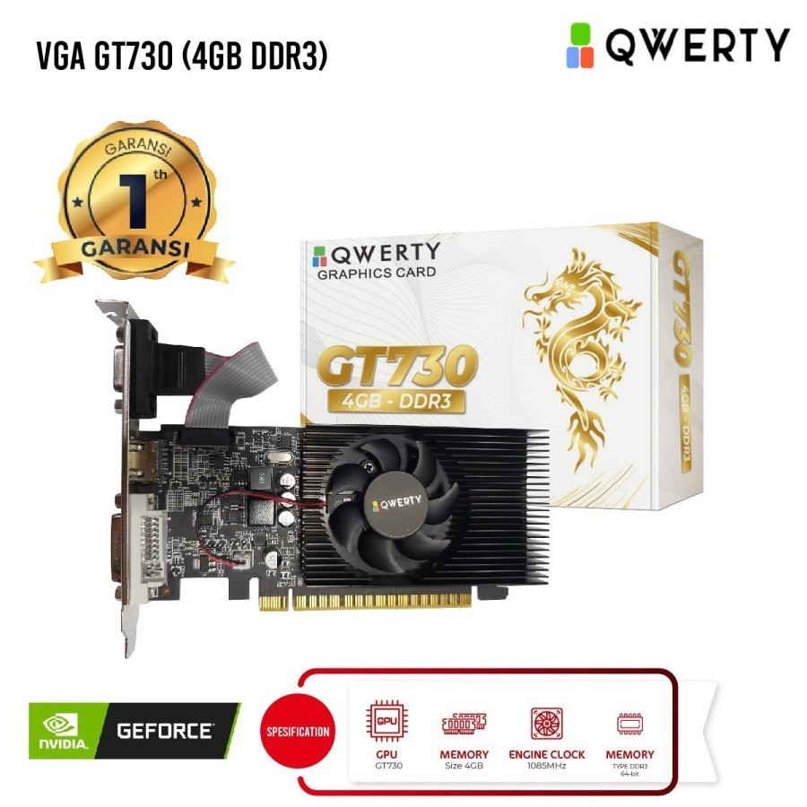 Jual VGA CARD QWERTY GEFORCE GT730 / GT 730 4GB DDR3 128BIT | Shopee ...