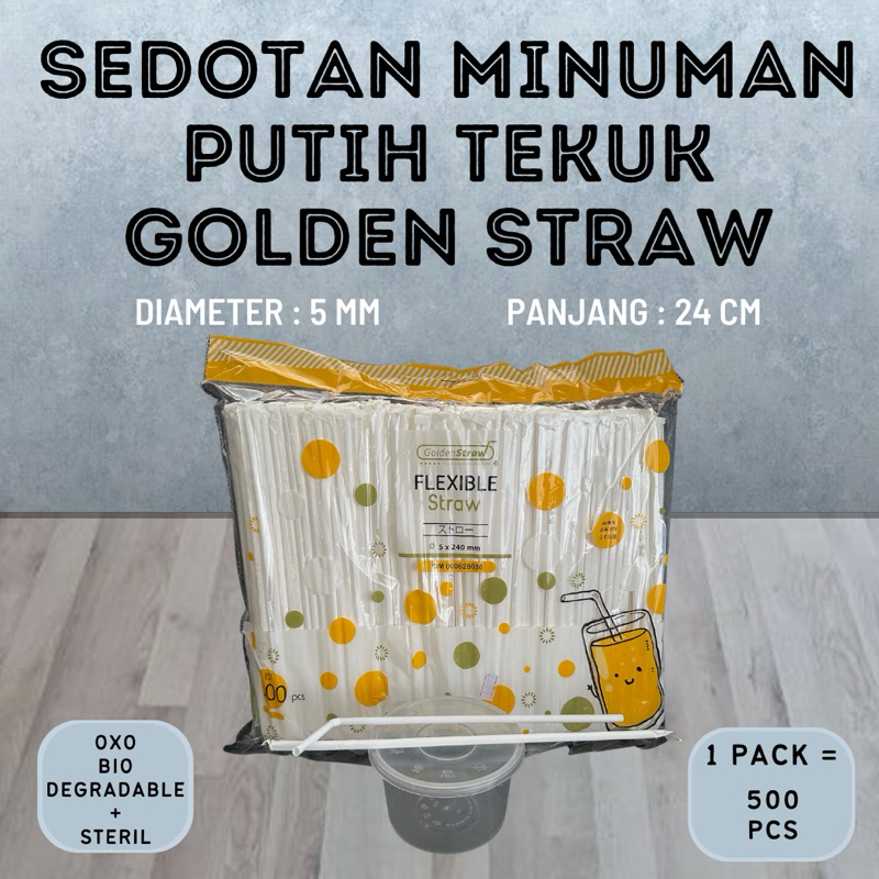 Jual (500 PCS) Sedotan Straw Steril Warna Putih & Hitam Tekuk / Bengkok ...